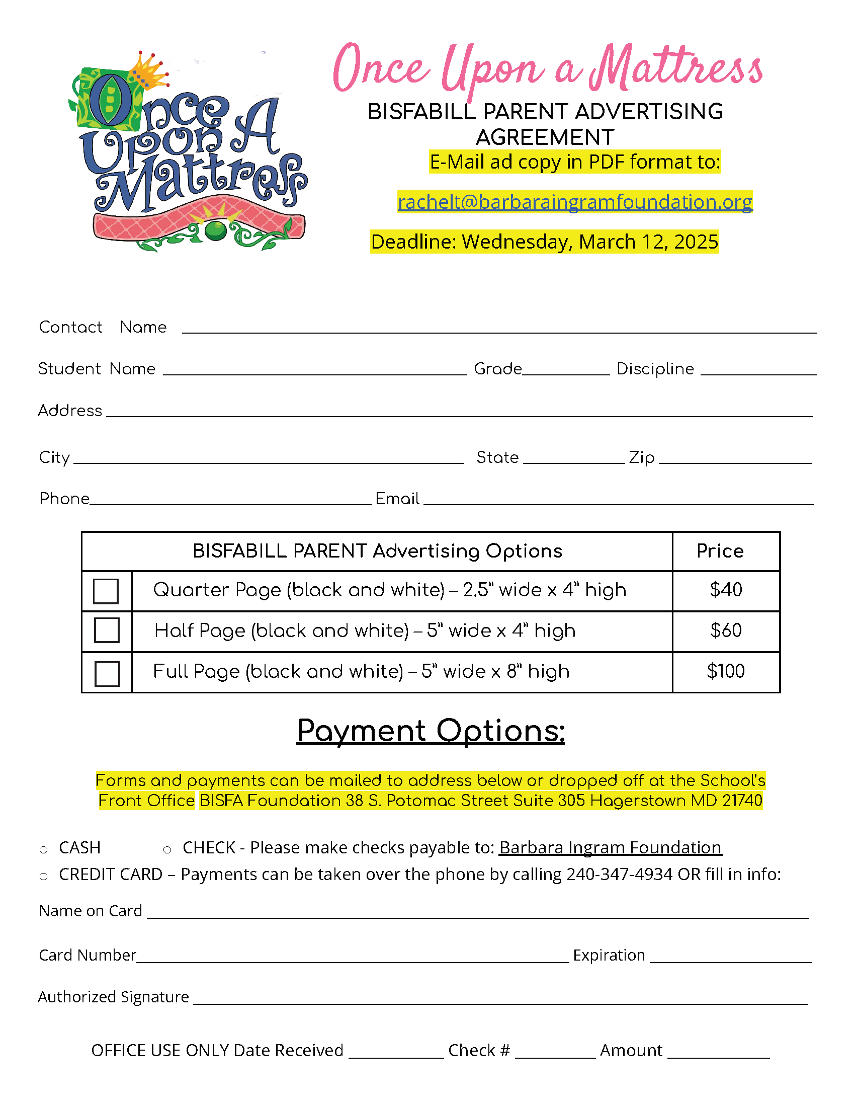 "Once Upon a Mattress" Playbill Advertisement Space Now Available ...